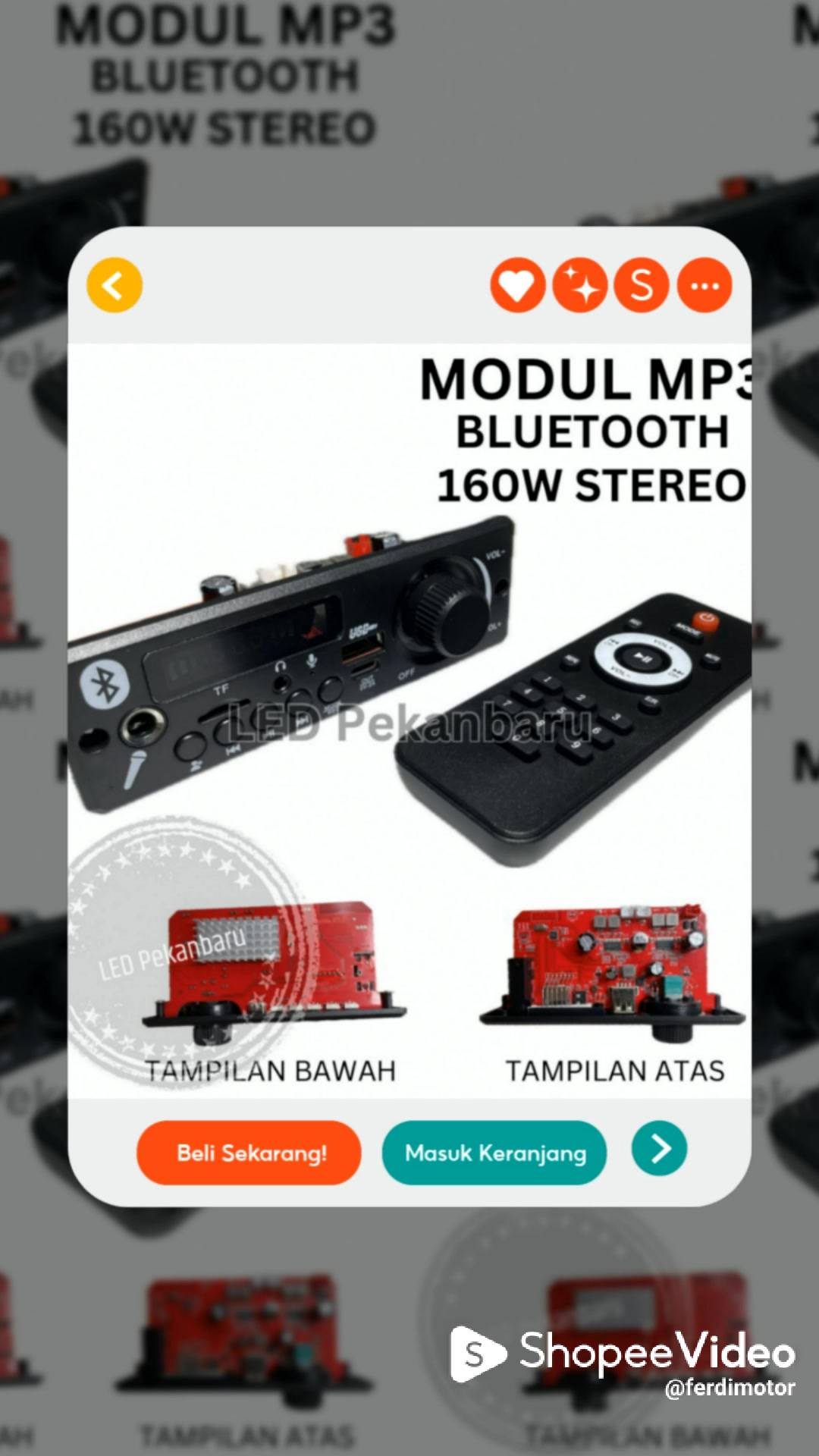 Modul MP3 Bluetooth 160W Stereo dengan Port Mic, Tiang C, dan 80W 9V ...